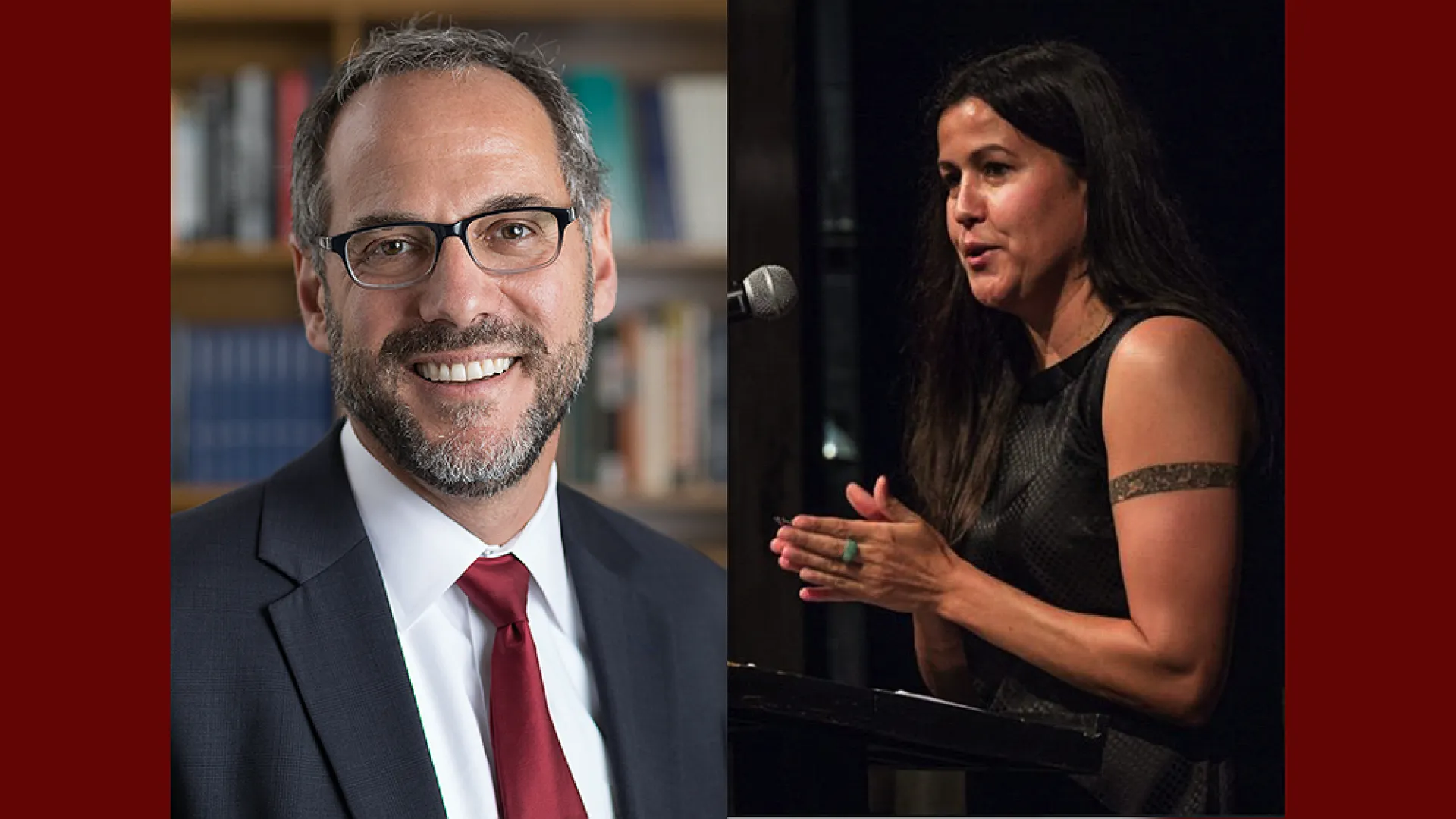 Adam Falk and Natalie Diaz at Phi Beta Kappa | Harvard Magazine